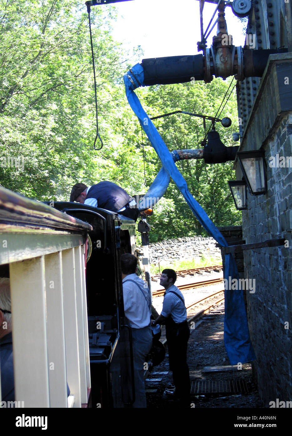 Train stopped for steam Stock Photo - Alamy