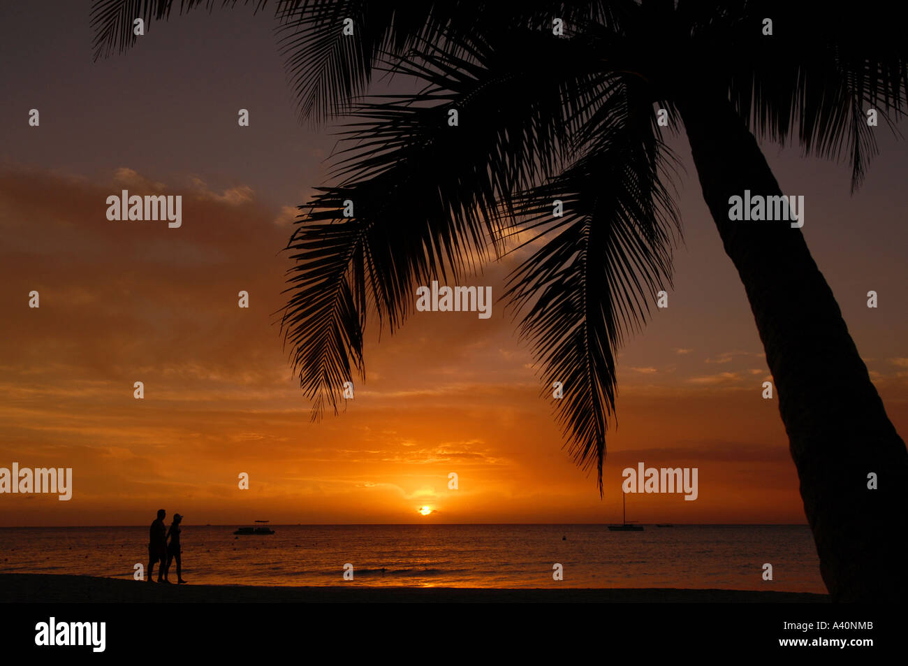 Sunset Negril Jamaica Stock Photo - Alamy