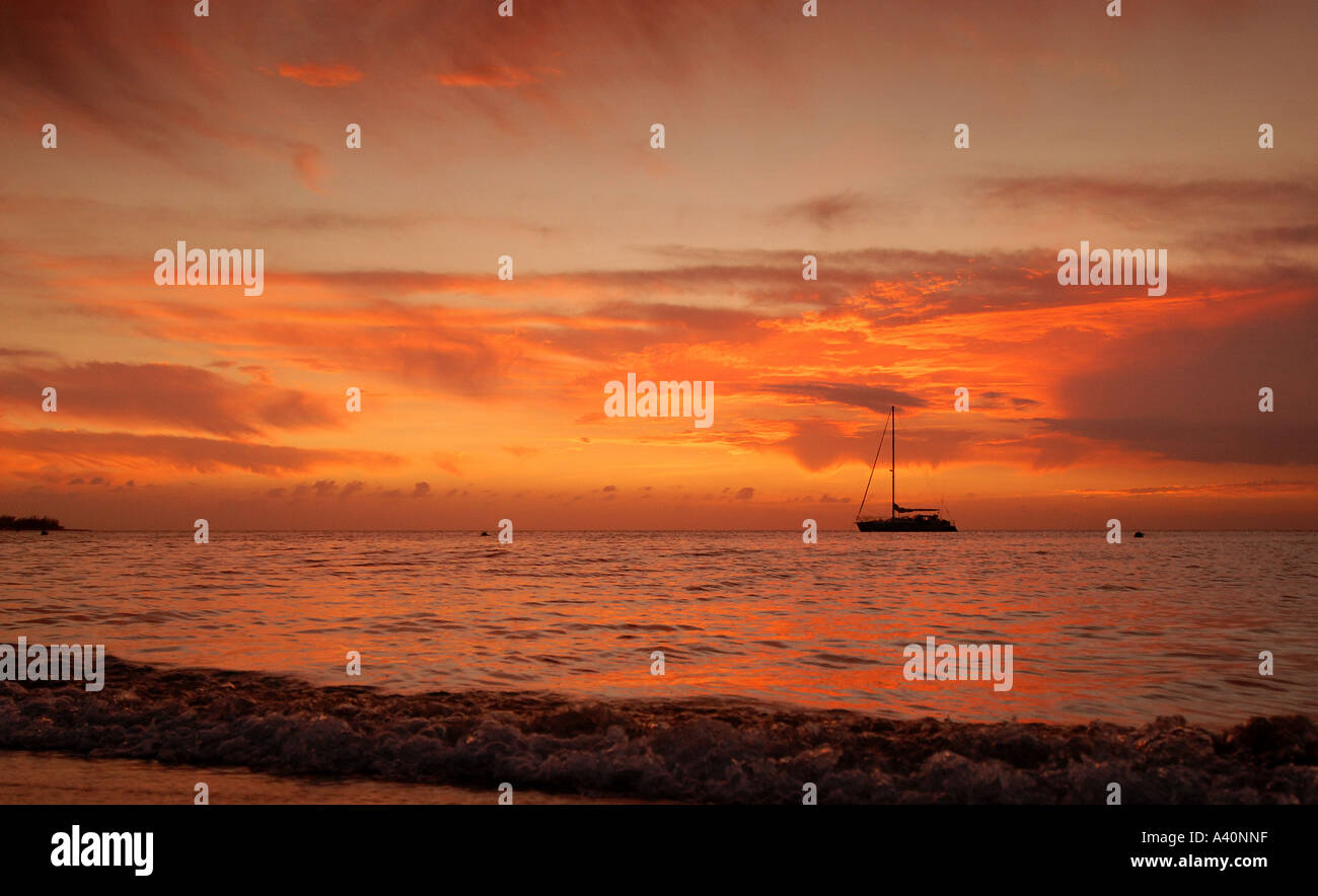 Sunset Negril Jamaica Stock Photo - Alamy