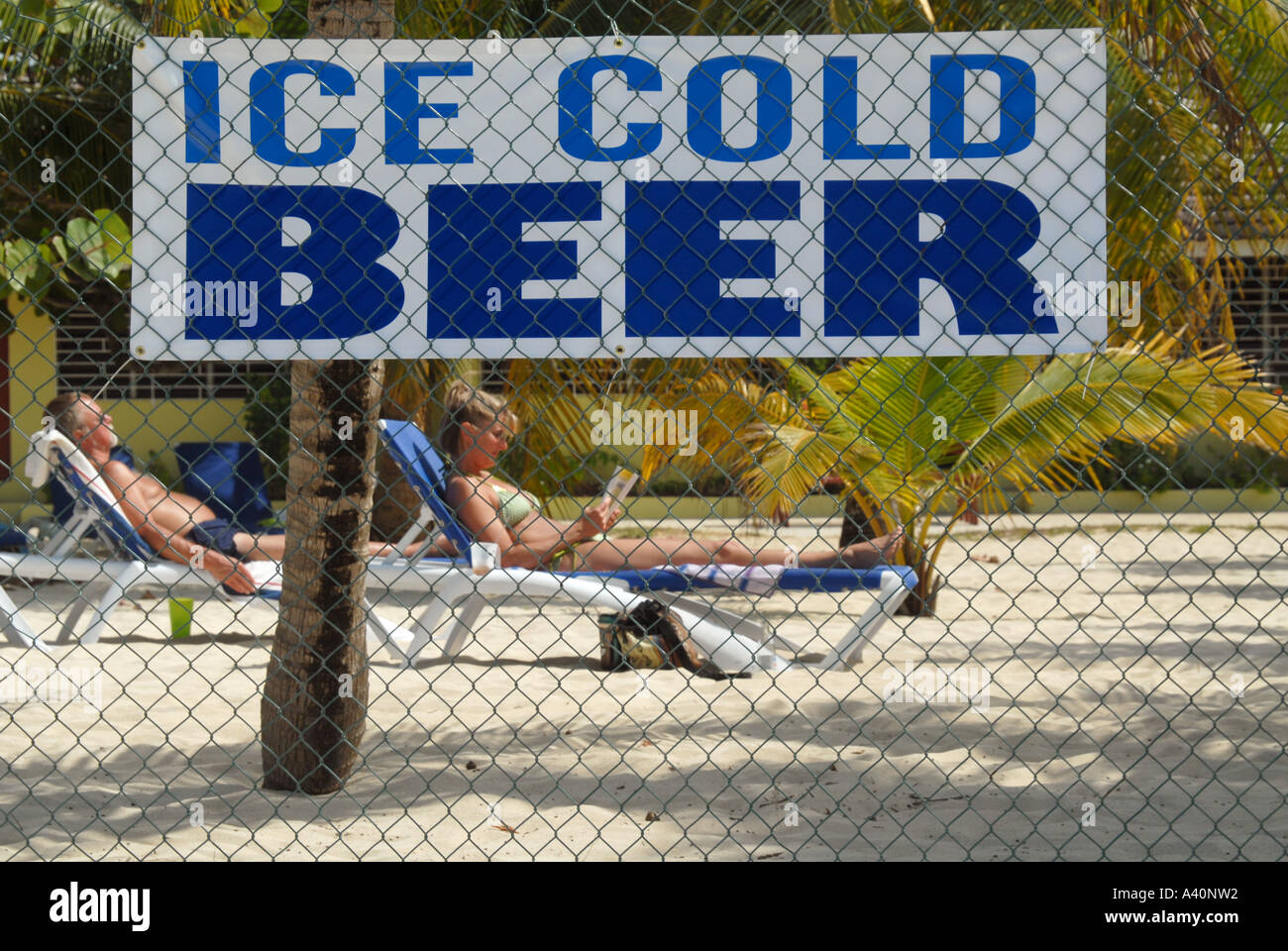 Sign on the beach at Negril Jamaica Stock Photo - Alamy