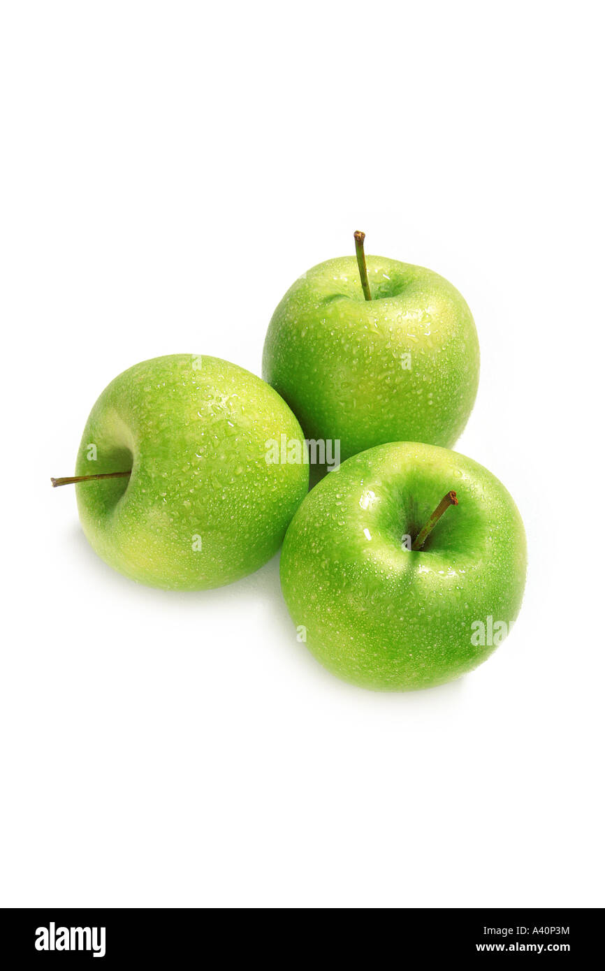 Three Green Apples Yellow Delicious Apple Tree Organic Apples Grown