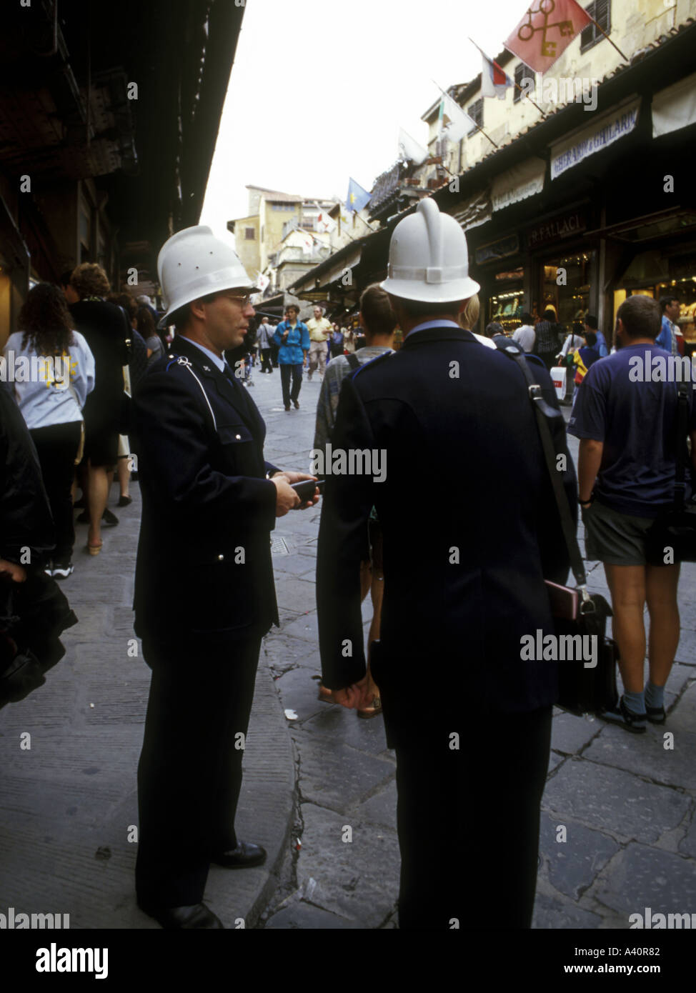 The Italian Police Polizia on the Ponte vecchio bridge in Florence ...