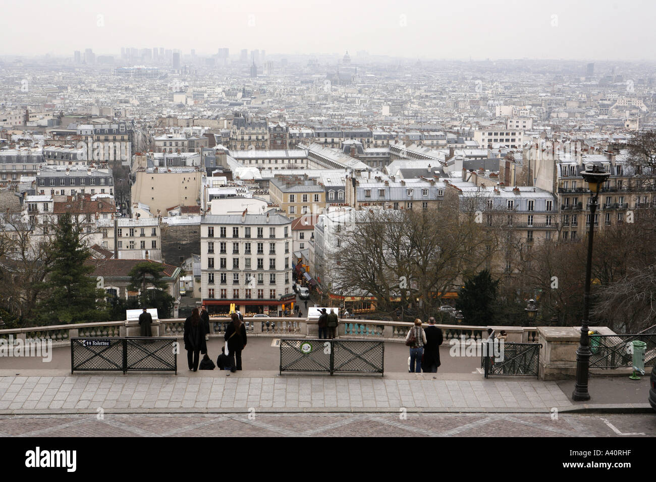 VIEW FROM THE STEPS AT SACRE COEUR DE MONMATRE LOOKING OVER PARIS ...