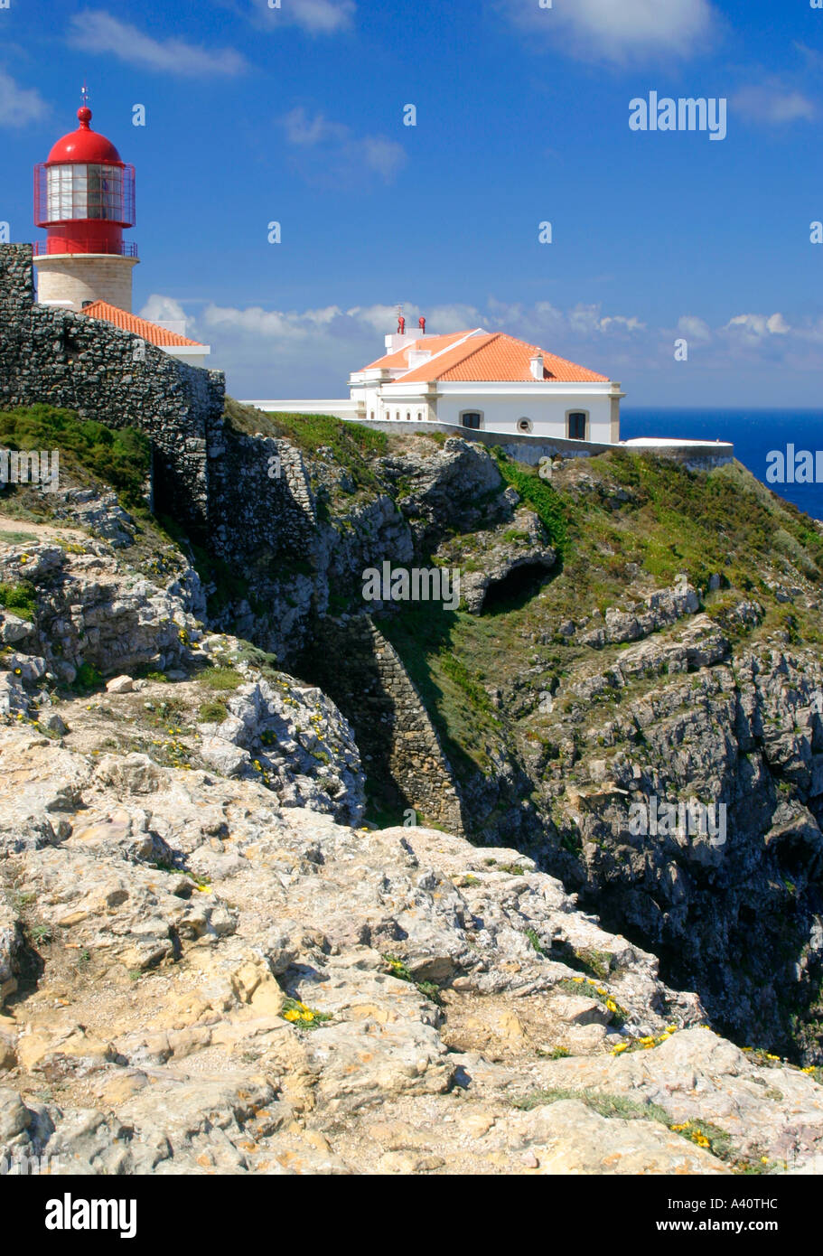 Lighthouse at Cape St Vincent on Sagres Peninsula in the Algarve ...