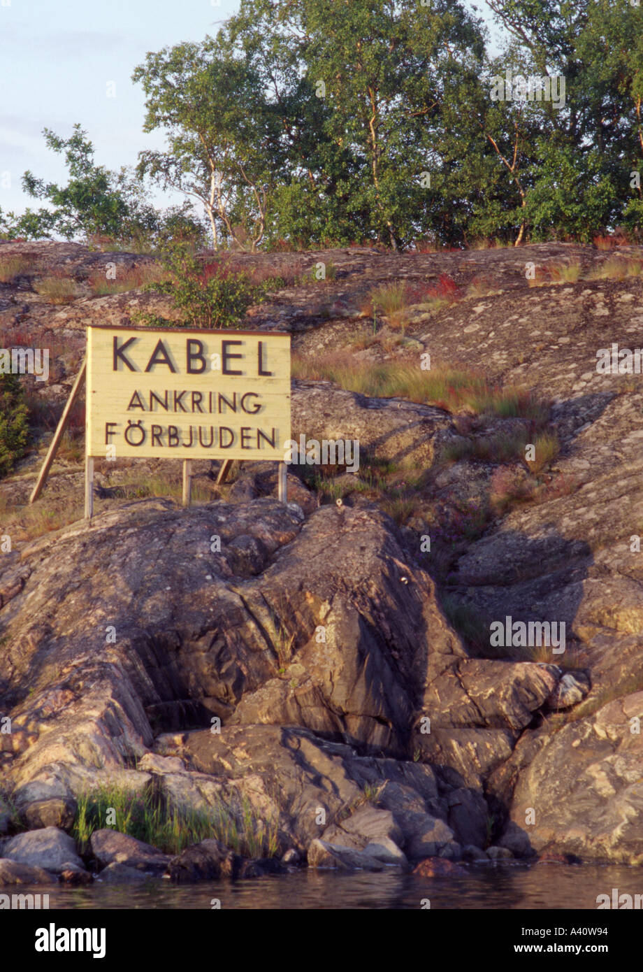 Anchoring forbidden sign in the Swedish islands Stock Photo - Alamy