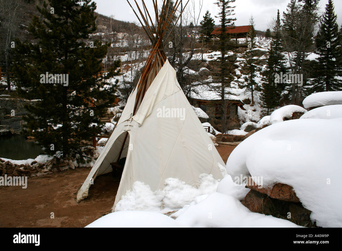 Tee pee in the snow. Colorado, USA Stock Photo - Alamy