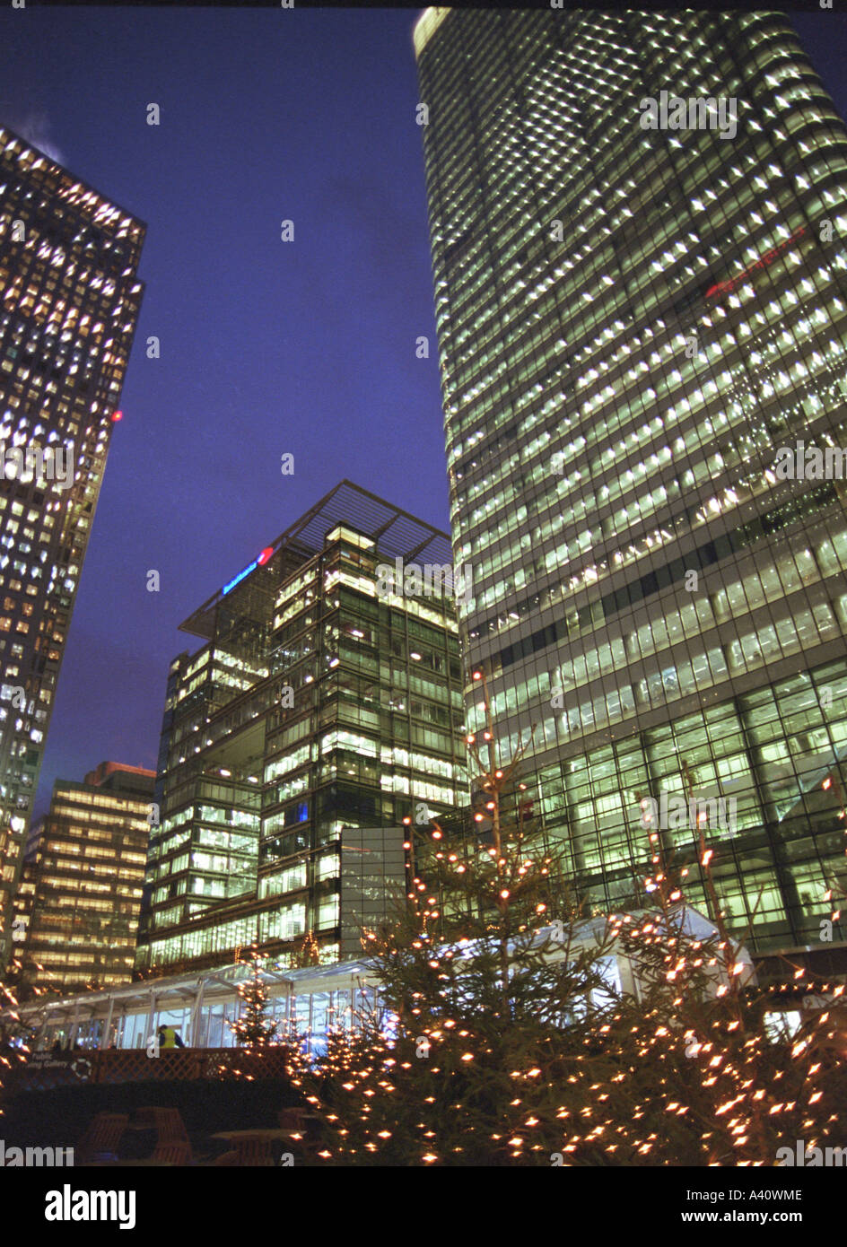 Canada Square at night Canary Wharf London Stock Photo - Alamy