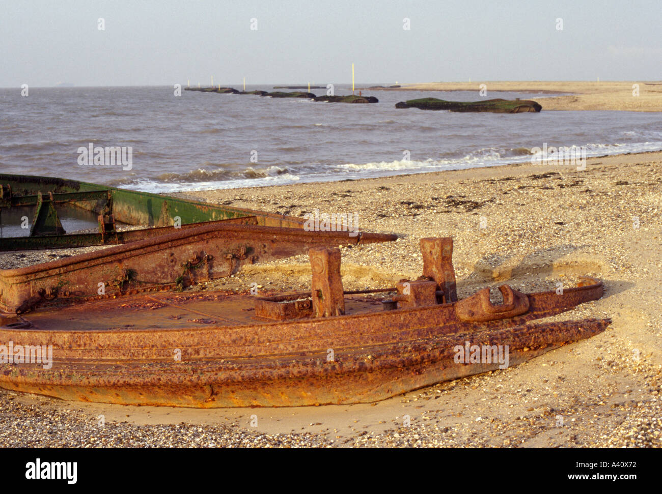 Sunken barge on Horsey Island on the Walton Backwaters Stock Photo - Alamy
