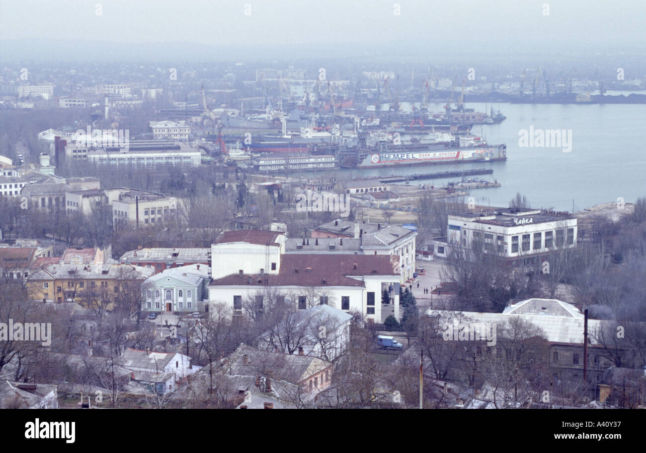 The centre of Kerch Crimea Ukraine with the shipbuilding yards Stock ...