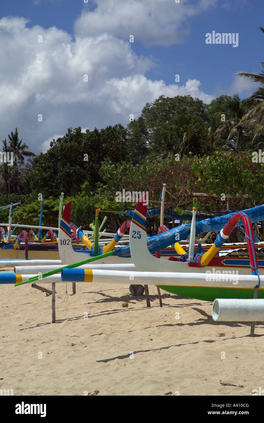 Sanur Beach Bali Indonesia Traditional outriggers on the beach Stock ...