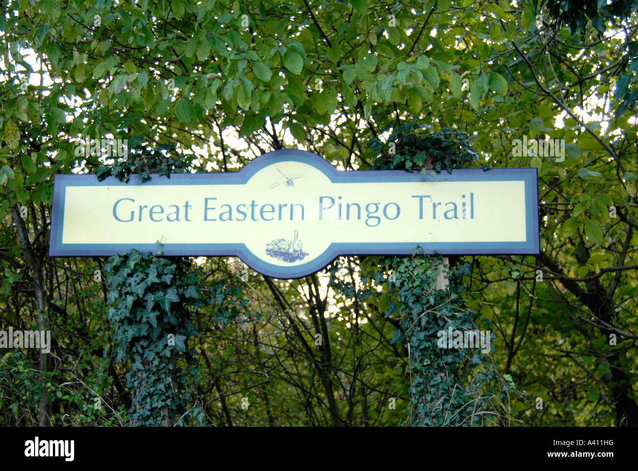 The Great Eastern Pingo trail sign at Stow Bedon Thompson Norfolk UK ...