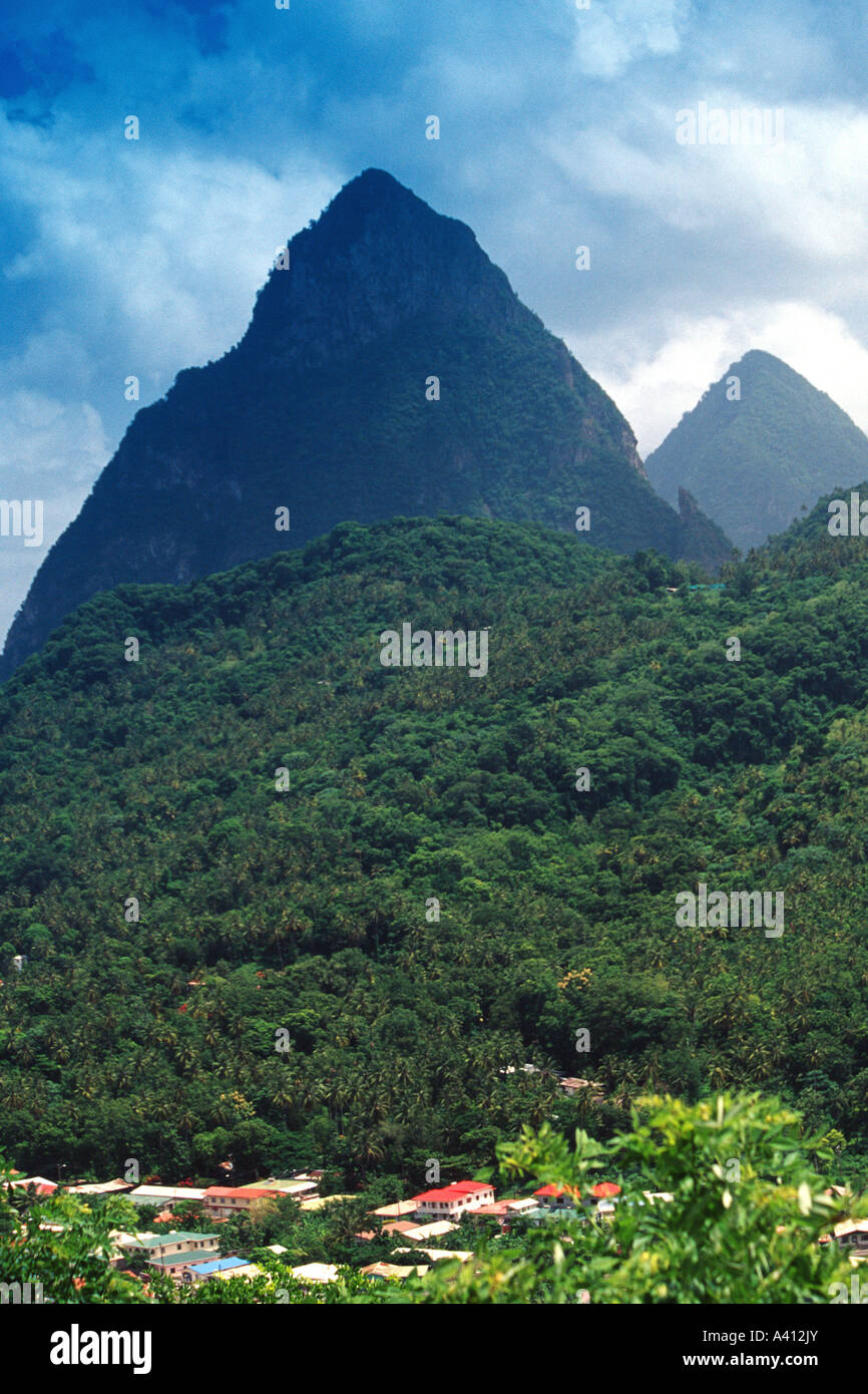 The Pitons, Soufriere, St Lucia Stock Photo - Alamy