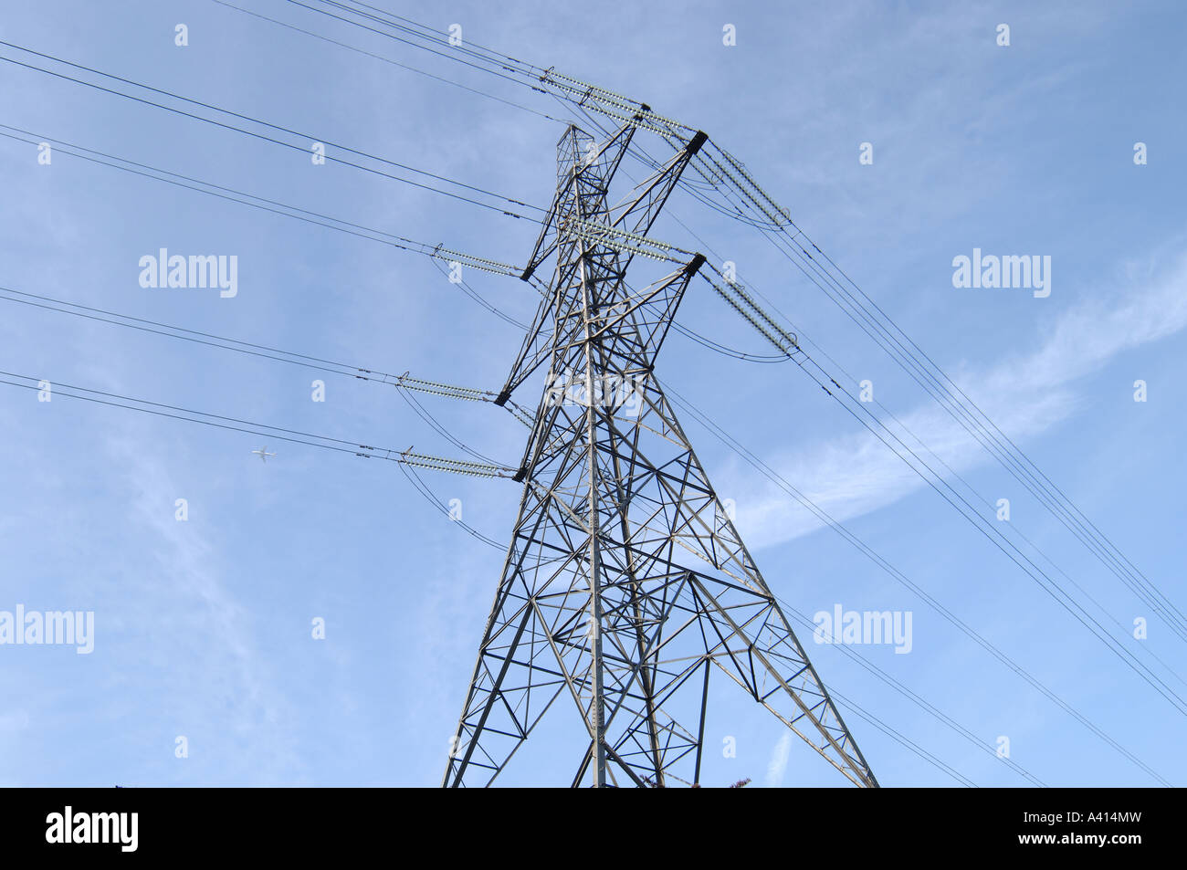 Large pylon against a blue sky Stock Photo - Alamy