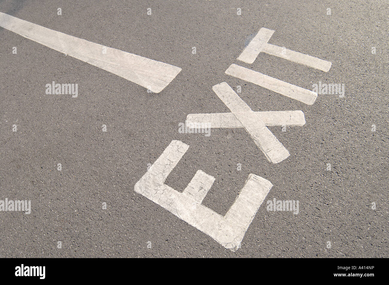 White Exit sign on the road Stock Photo - Alamy