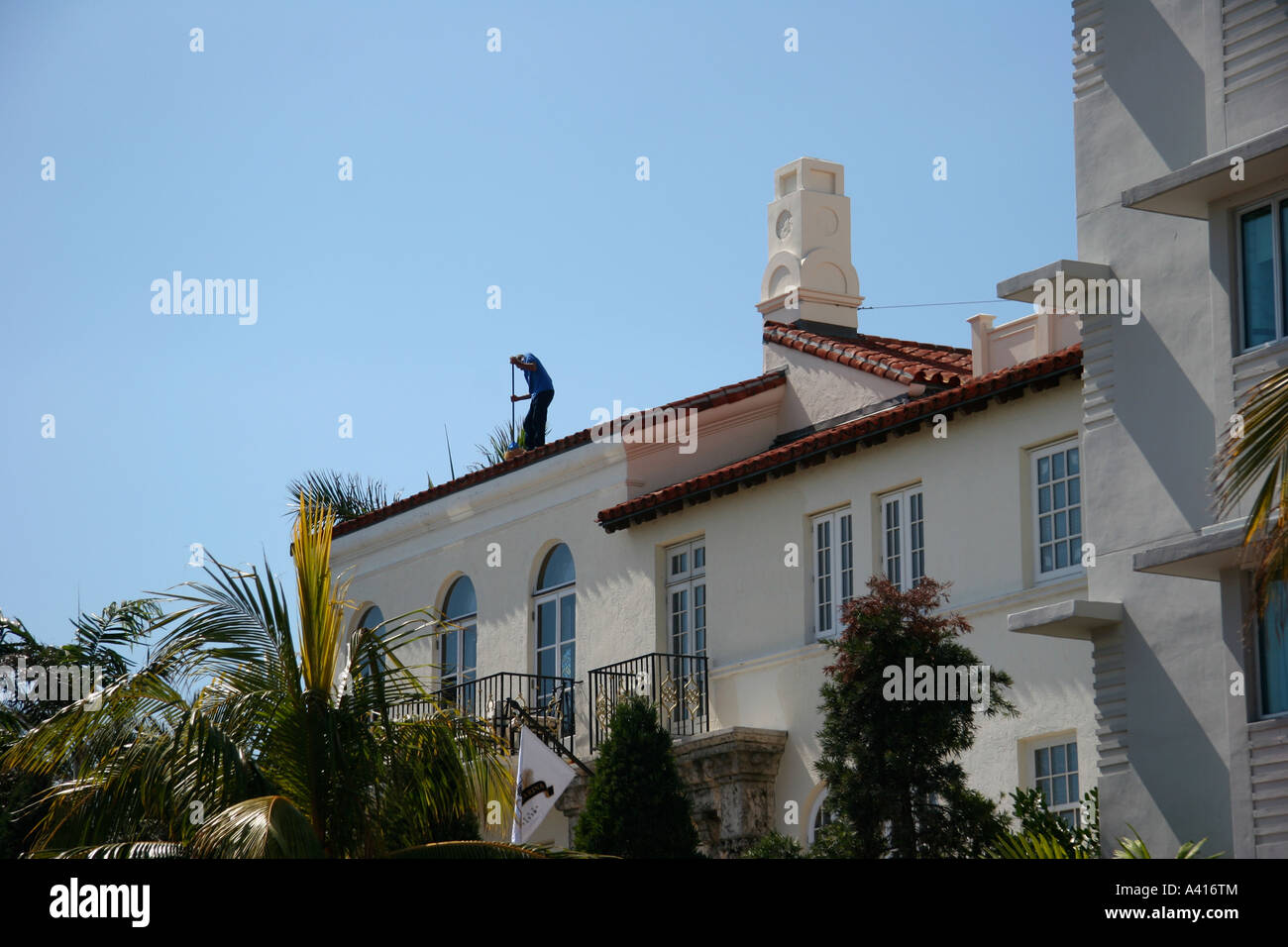 Spring cleaning at a mansion in South Beach Miami Florida USA Stock ...