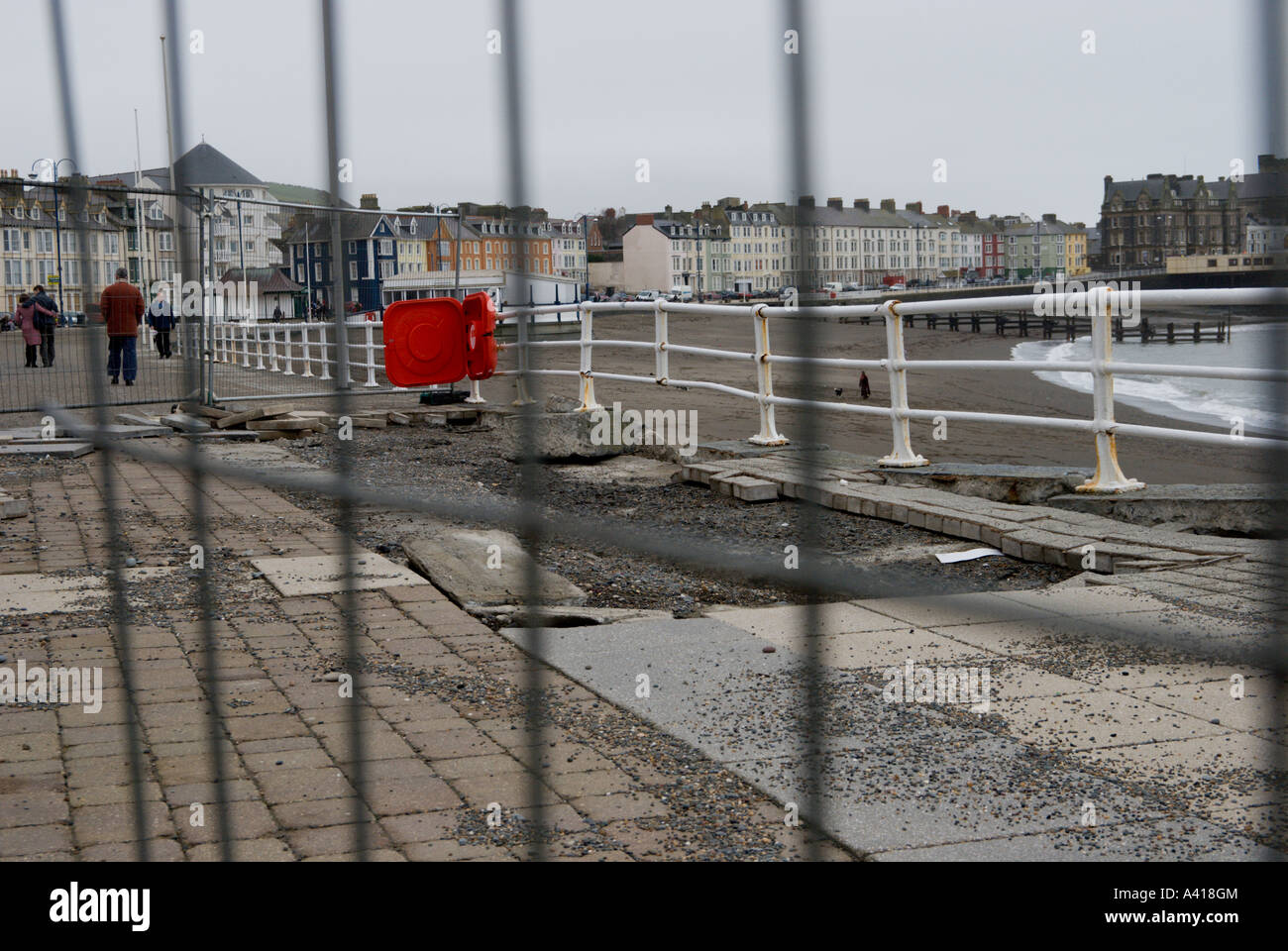 Storm damage to Aberystwyth seafront Stock Photo - Alamy