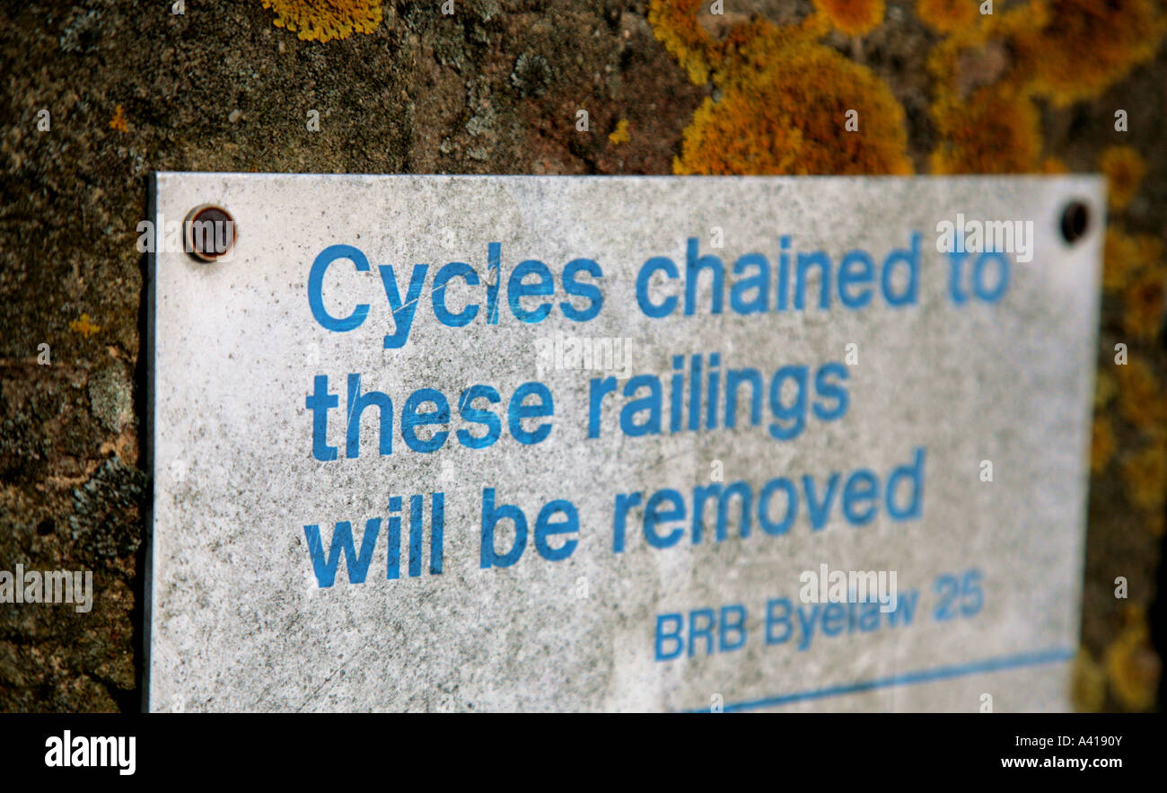 warning notice about cycles Stock Photo - Alamy