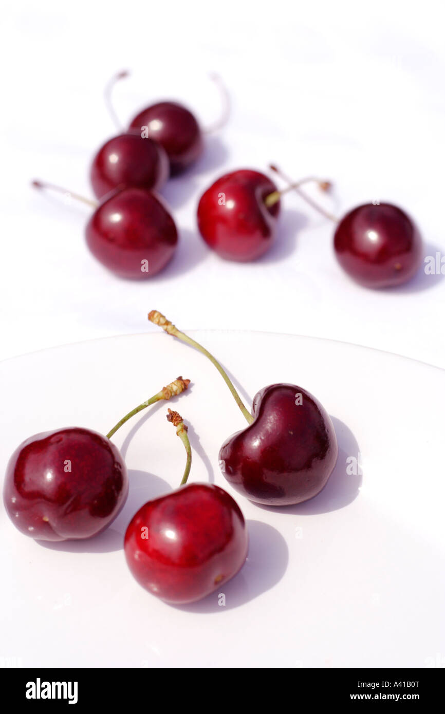 Eight cherries with a white background Stock Photo - Alamy