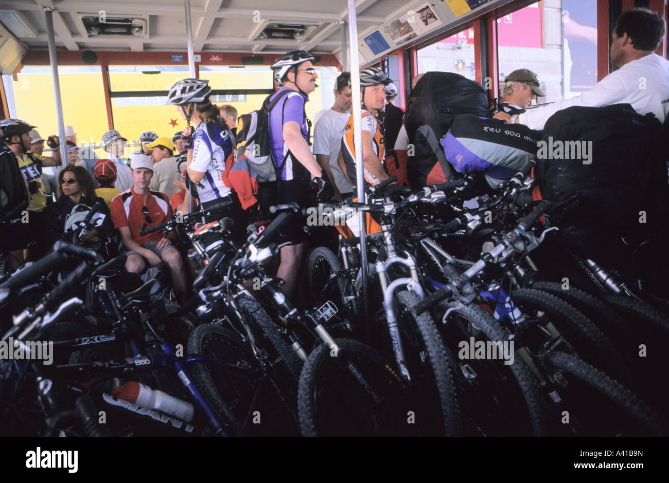 Mountain bikers crowd Stock Photo - Alamy