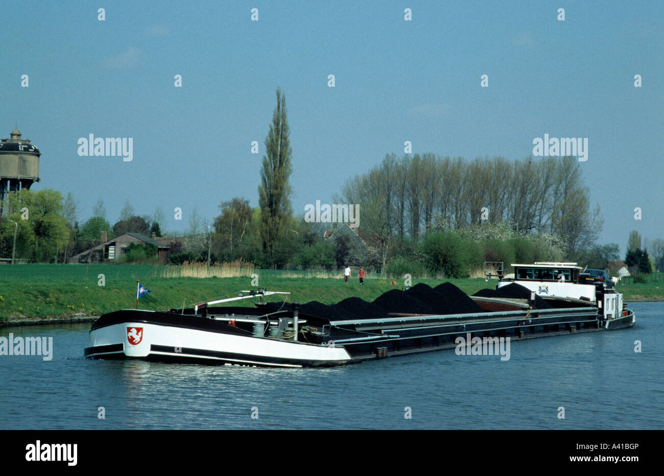 Barge laden with coal on the Charleroi canal Brussels Belgium Stock ...