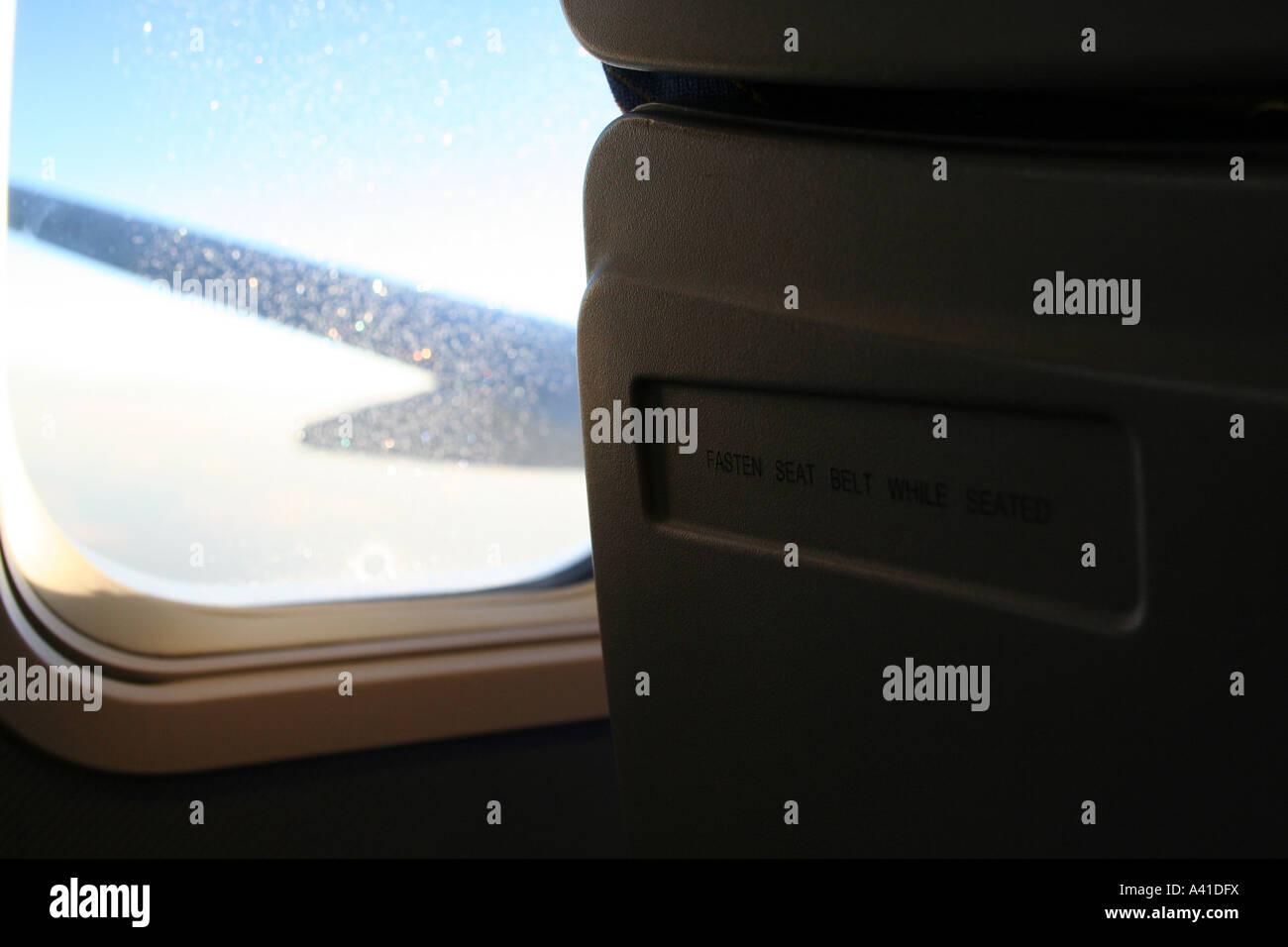 aeroplane window looking out Stock Photo - Alamy
