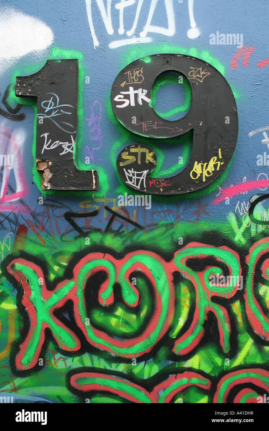 number 19 with graffiti around it Stock Photo - Alamy