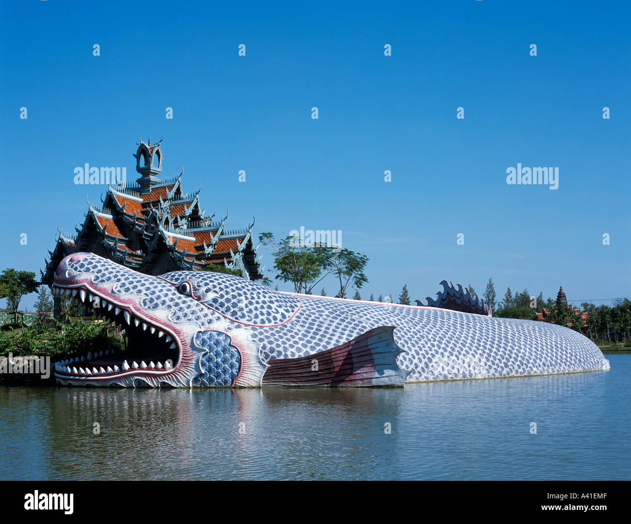 Giant Floating Crocodile At A Childrens Theme Park North Of Bangkok ...