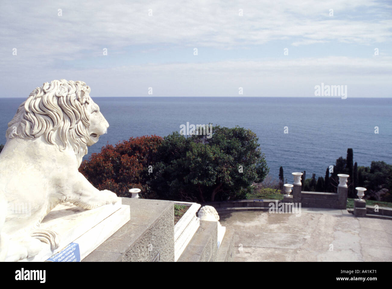 The view over the gardens of and the Black Sea from the Alupka Yusupov ...