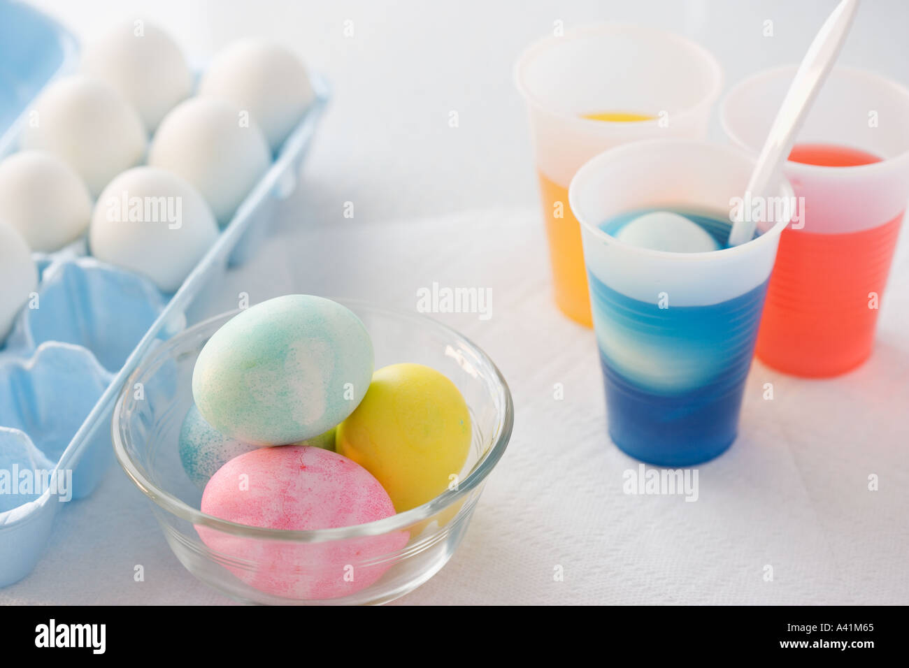 Easter egg coloring tools Stock Photo - Alamy