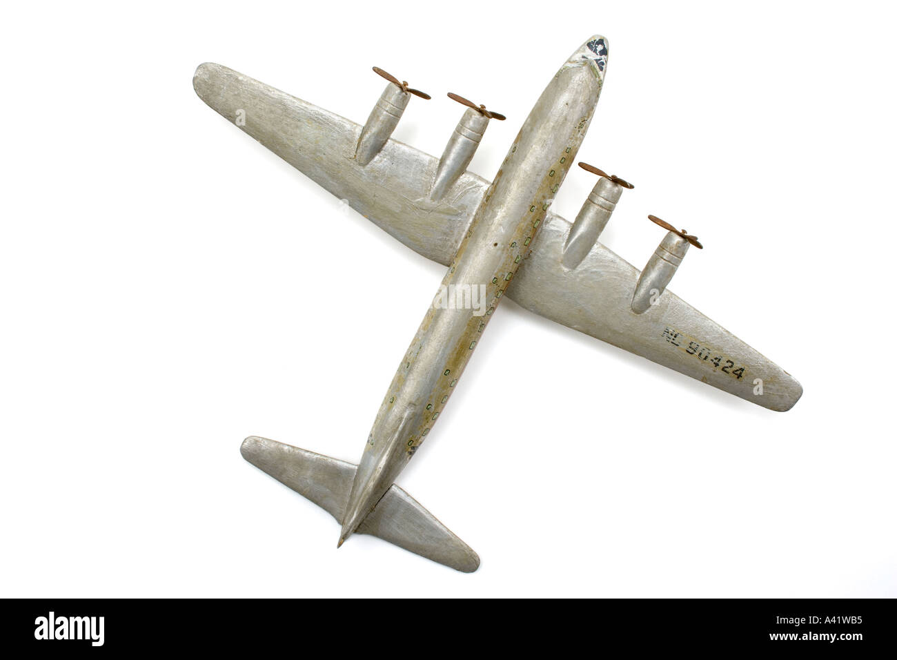 Old antique model plane on white Stock Photo - Alamy