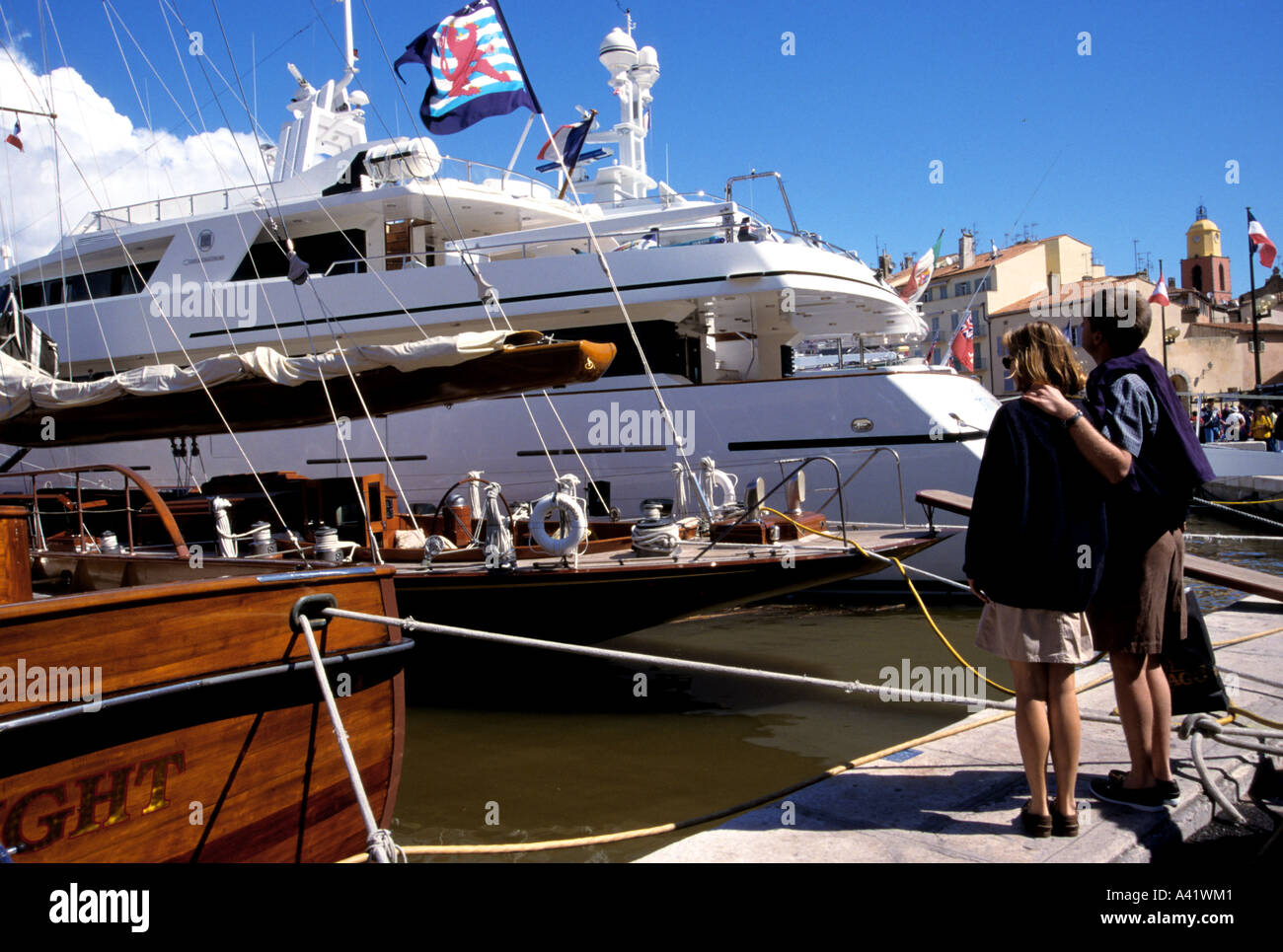 France Saint St Tropez Old Harbor Port French Riviera Stock Photo - Alamy