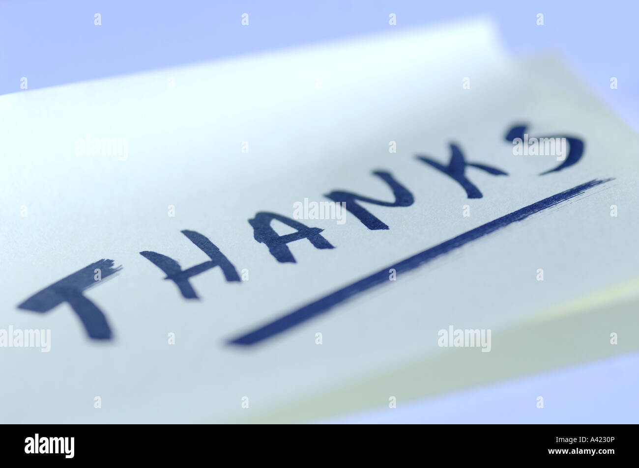 thanks note hand write Stock Photo - Alamy