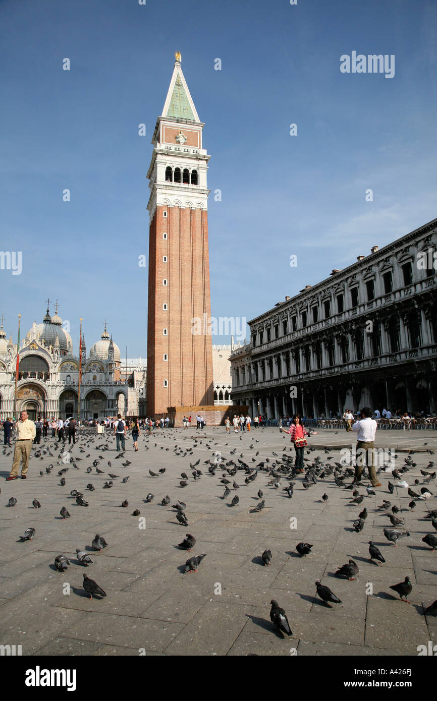 San Marcos Basilica and Bell tower in Venice Italy San Marco Square ...