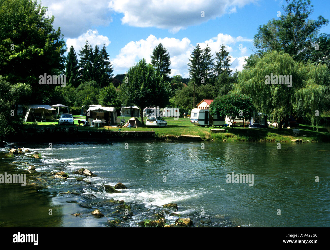 France Saone Waterways Canal River French camping Stock Photo - Alamy