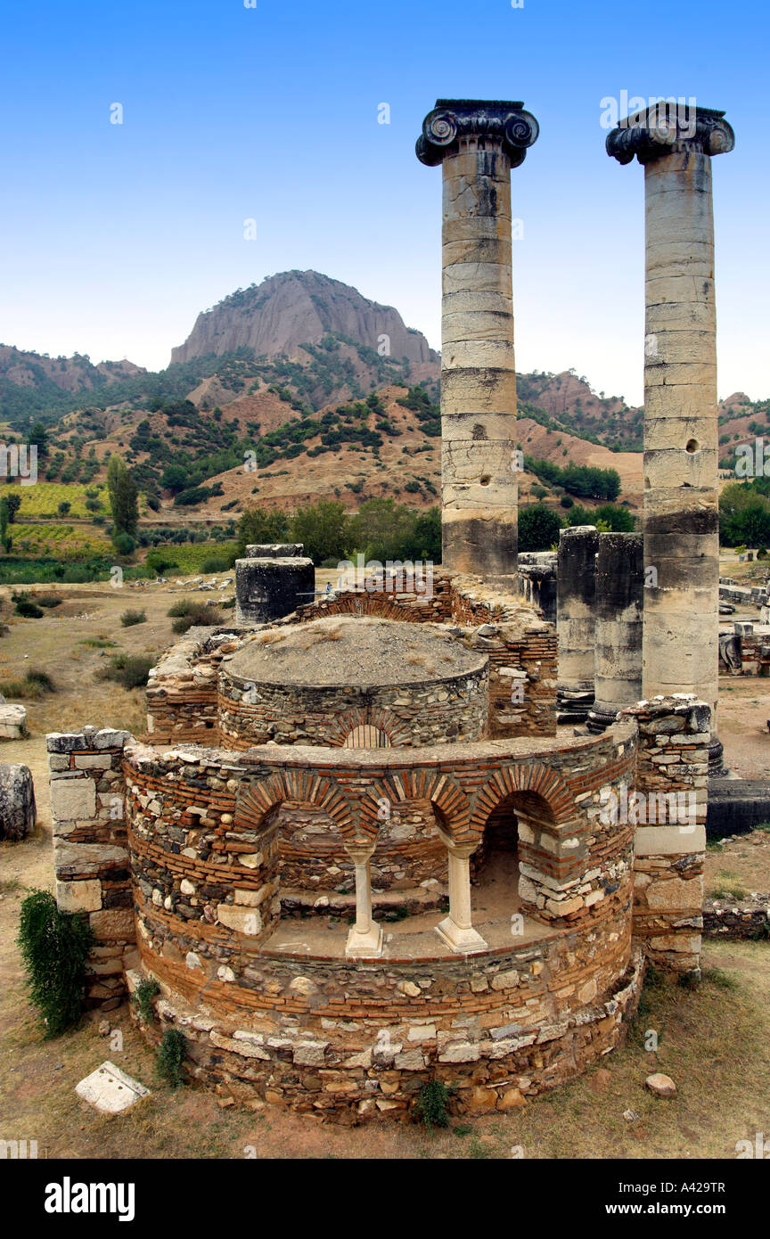 The ruins of the Christian Chapel and the remaining columns of the ...