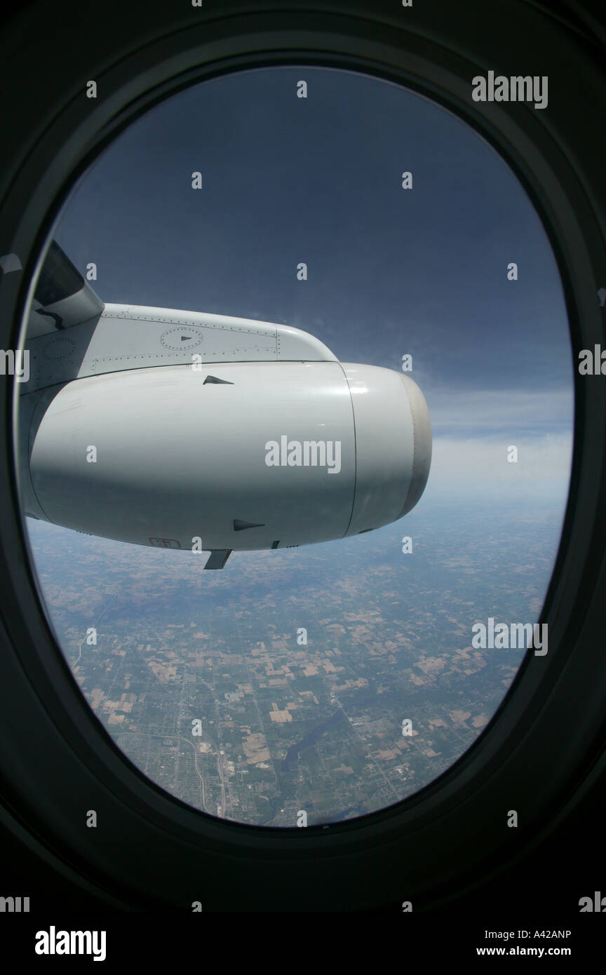 airplane window view of jet engines Stock Photo - Alamy