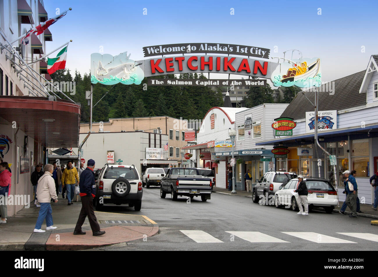 The Ketchikan Alaska street sign Alaska's First City The Salmon Capital ...