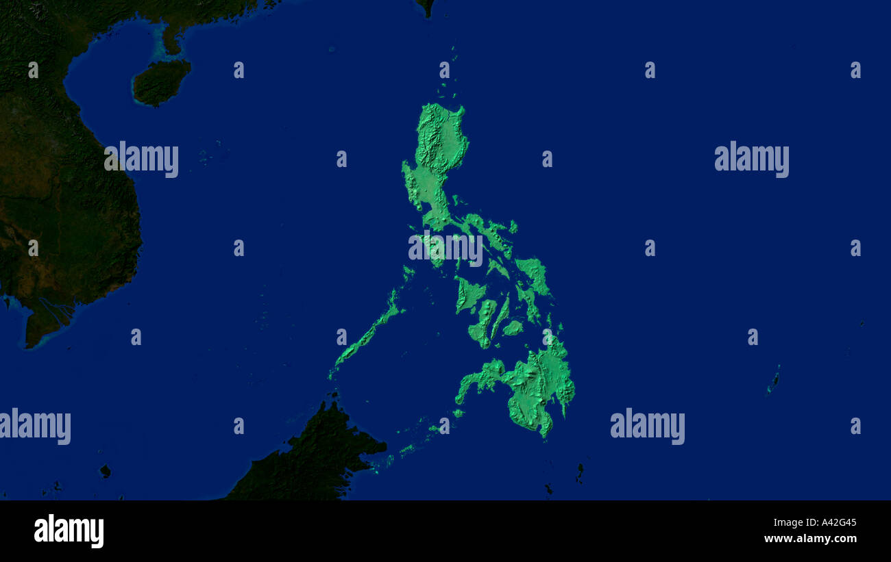 Satellite Image Of Philippines Highlighted Stock Photo - Alamy