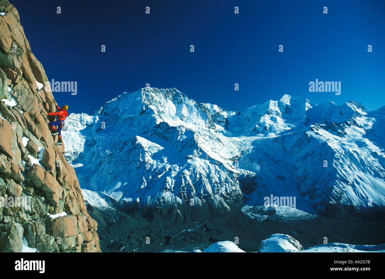 Rock climbing New Zealand with Mt Cook and Mount Tasman from Malte Brun ...