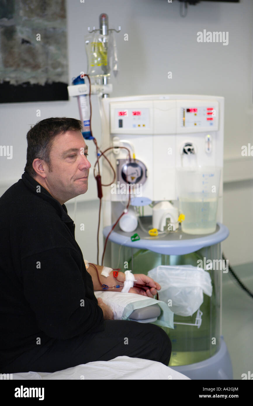 Patient during his dialysis in the dialysis centre in the Dominikus ...