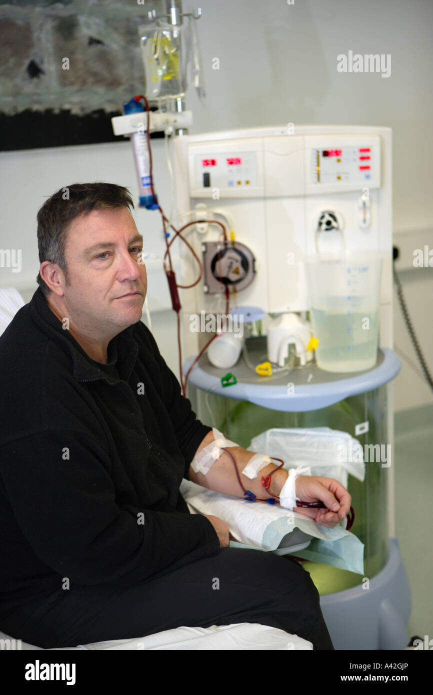 Patient during his dialysis in the dialysis centre in the Dominikus ...