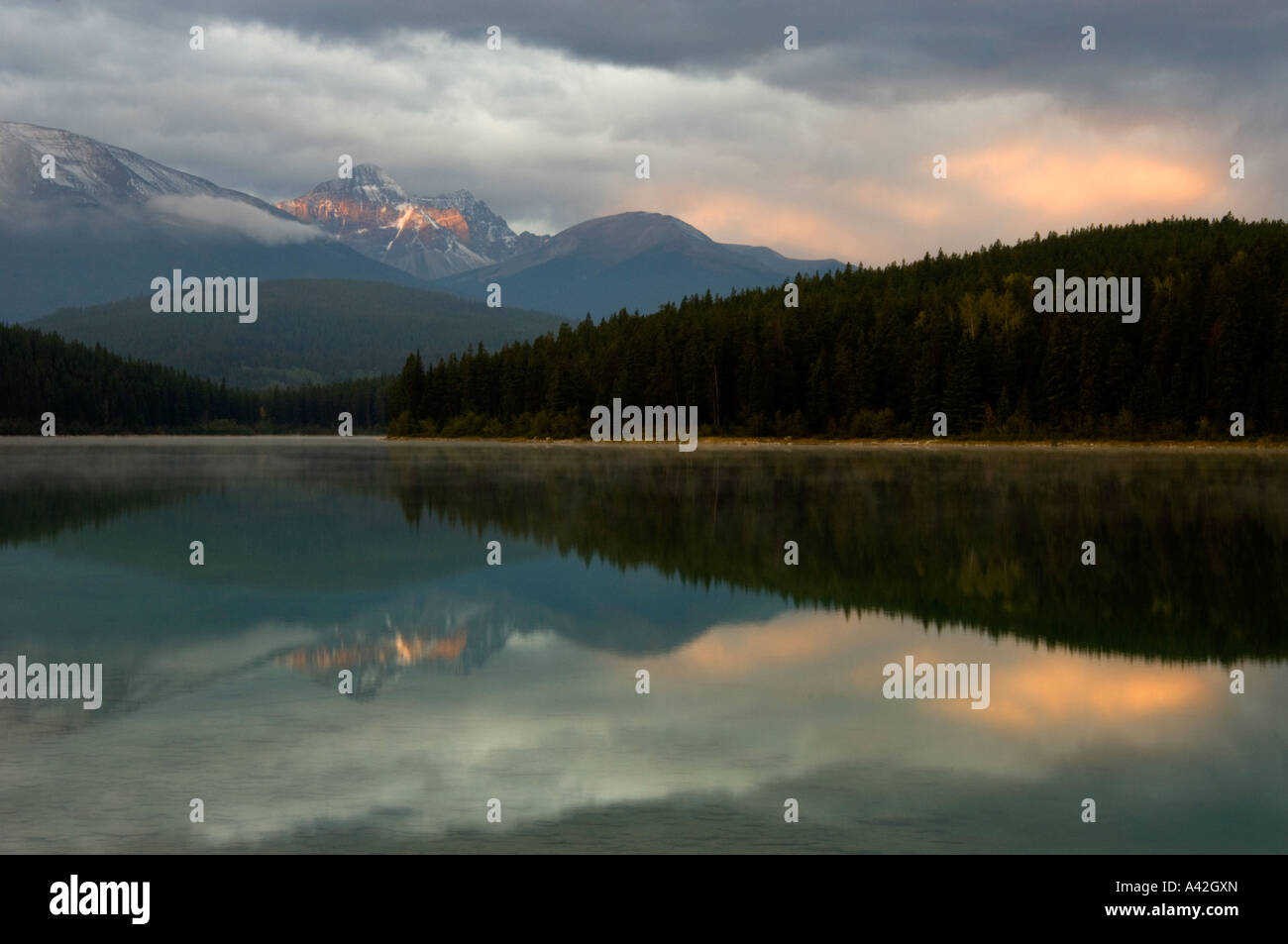 Dawn reflections in Patricia Lake, Jasper National Park, Alberta ...