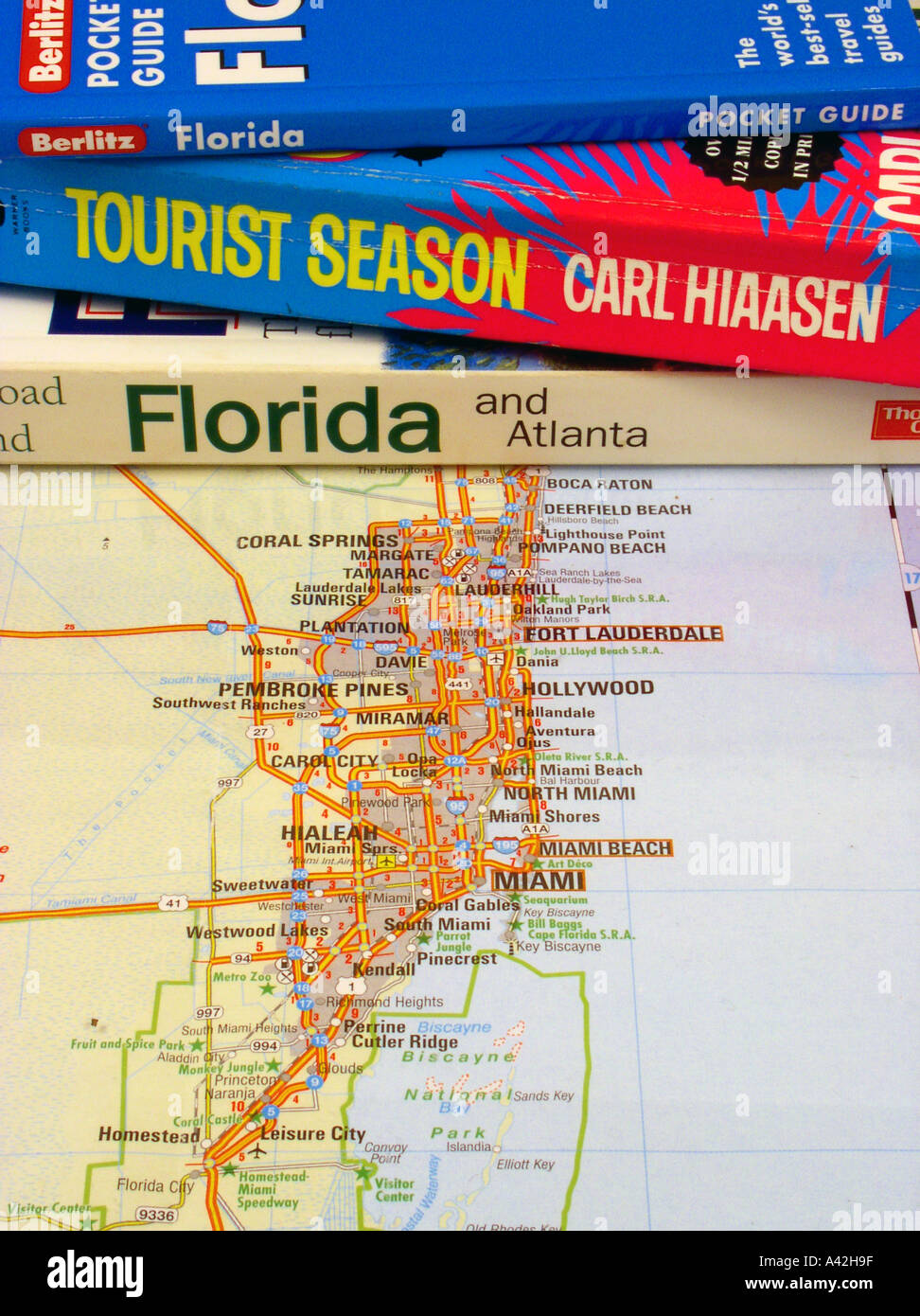 Florida guide guidebooks Carl Hiaasen novel Tourist Season map of ...