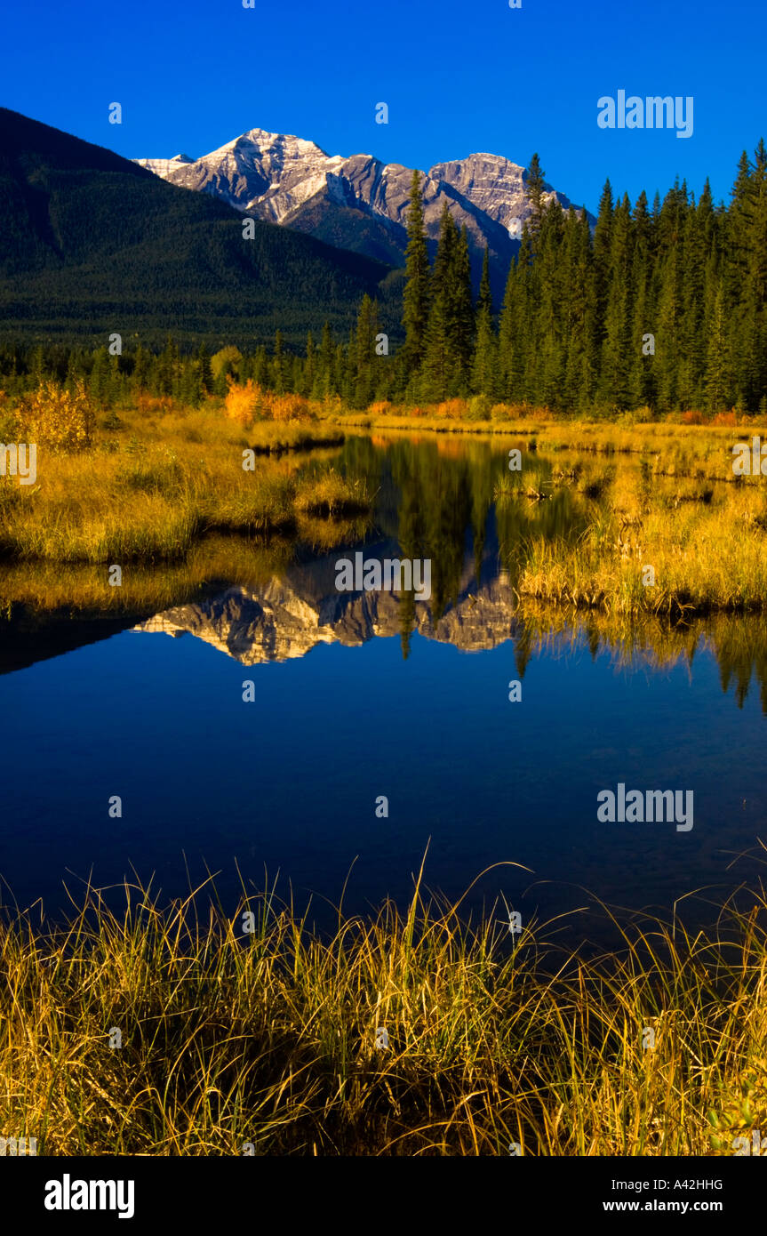 Reflections in Vermilion Lakes, Banff National Park, Alberta, Canada ...