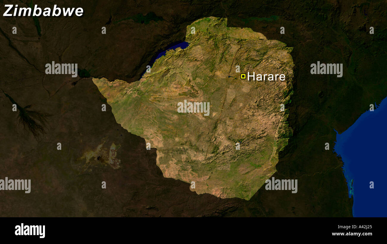 Satellite Image Of Zimbabwe Stock Photo - Alamy