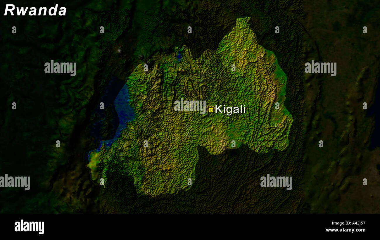 Satellite Image Of Rwanda With Kigali Highlighted Stock Photo - Alamy