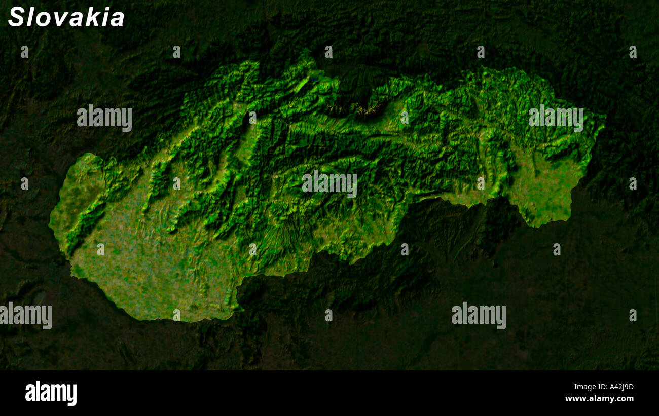 Satellite Image Of Slovakia Highlighted Stock Photo - Alamy