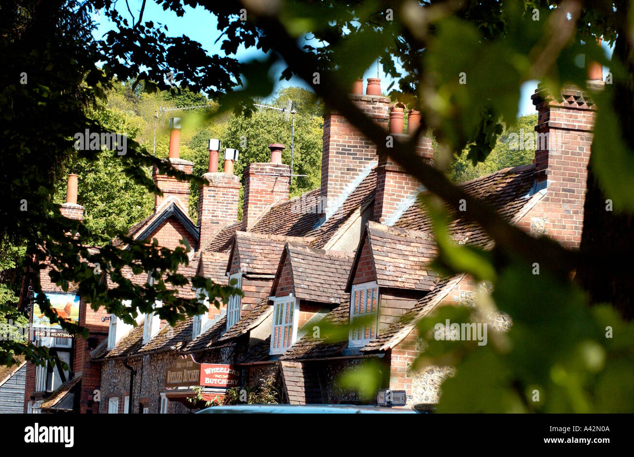 The historic hamlet of Hambledon, Bucks, with picturesque brick and ...