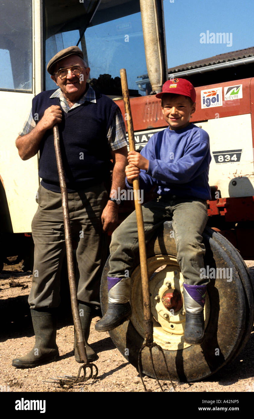 Man little boy Farm Burgundy France French Farmer Stock Photo - Alamy