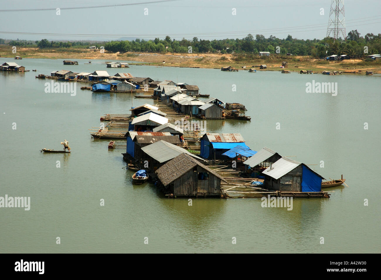 Floating fishing village on Tri An Reservoir southern Vietnam Viet Nam ...